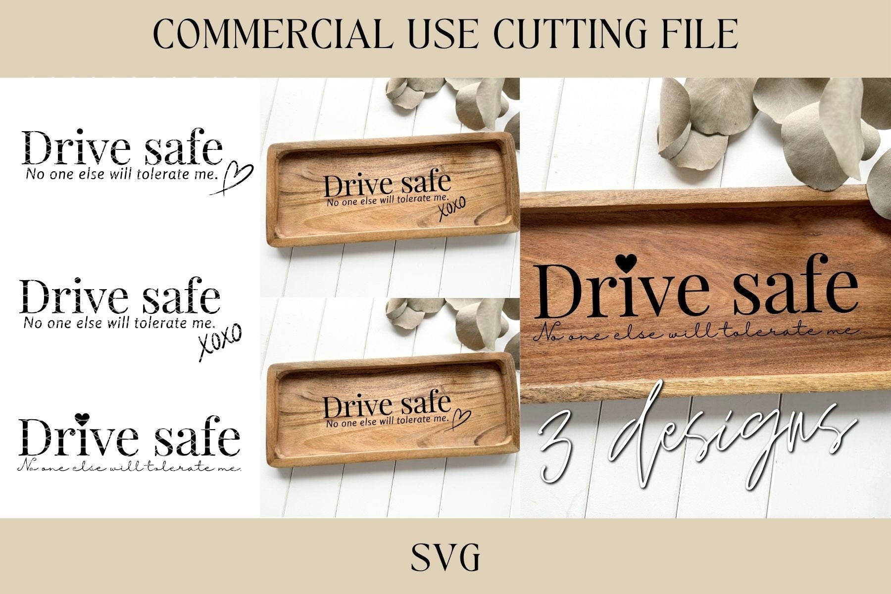 Drive Safe Set of 3 Catch All Tray Designs SVG | Key Tray SVG | Digita ...