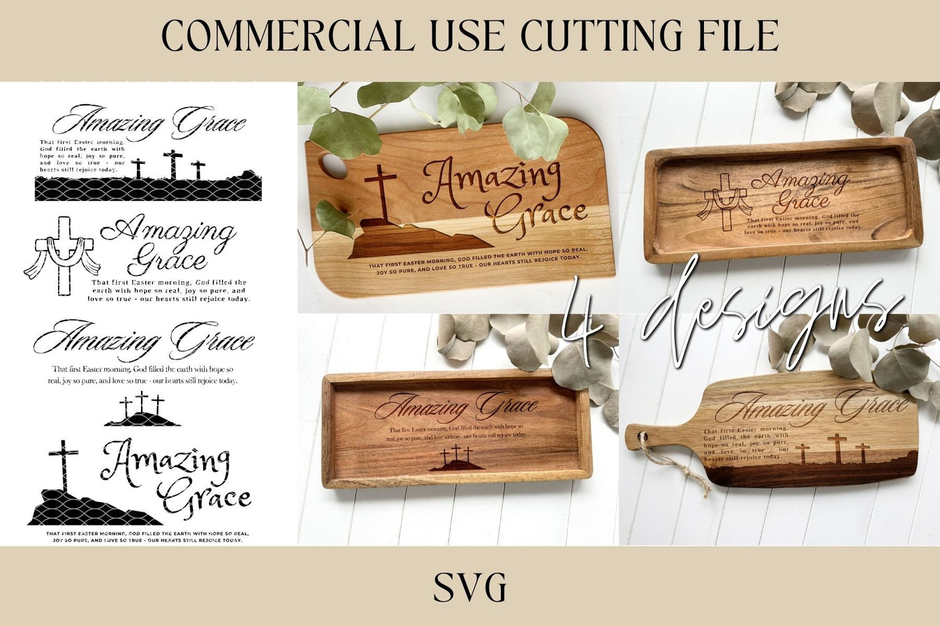 Amazing Grace Set of 4 Catch All Tray Designs SVG | Key Tray SVG | Dig ...